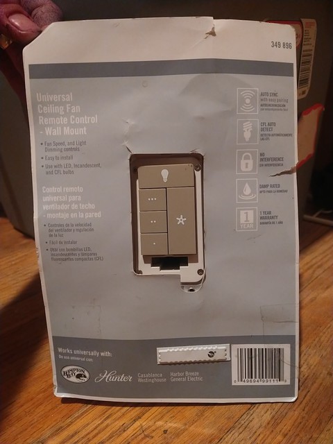 Hunter Universal Wall Mount Ceiling Fan Control 99111 | Shelly Lighting