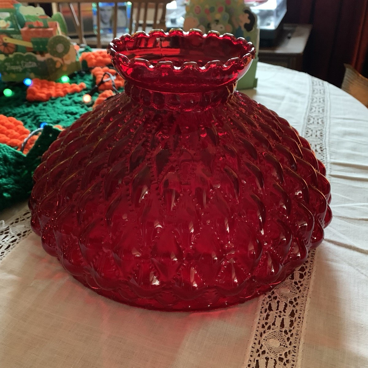 Antique Red Glass Lamp Shades