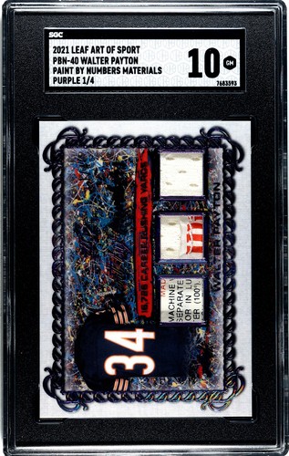 2021 Leaf Art of Sport Walter Payton Game Used Relic TAG PURPLE SGC 10 ...