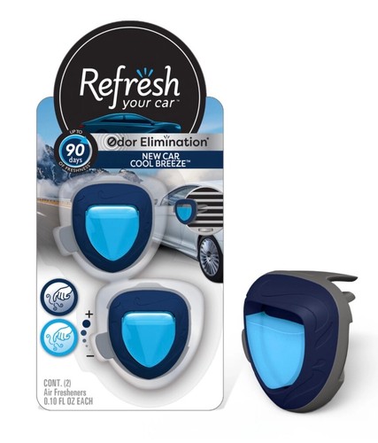 Refresh Your Car Odor Elimination Vent Clips, New Car Cool Breeze, Pack ...