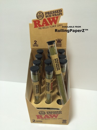 RAW Rolling Papers KING SIZE PRESSED BUD WRAP CONES ONE TUBE/ 2 Pre ...