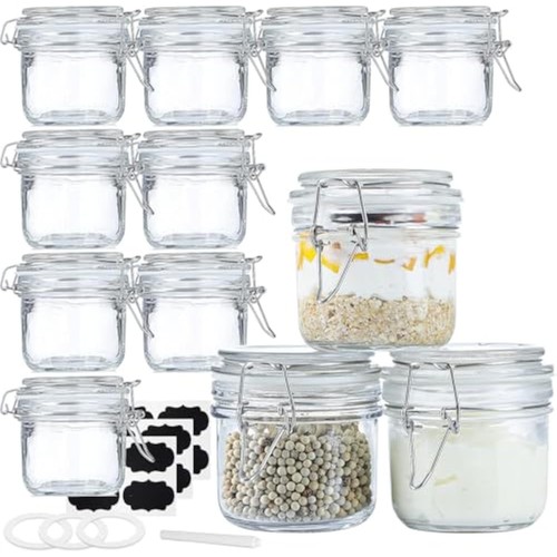 7 oz glass jars with airtight lids 12 pcs, small mason jars with hinge ...