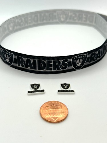 3 Yards of Las Vegas Raiders 5/8" Grosgrain Ribbon +2 Resins | eBay