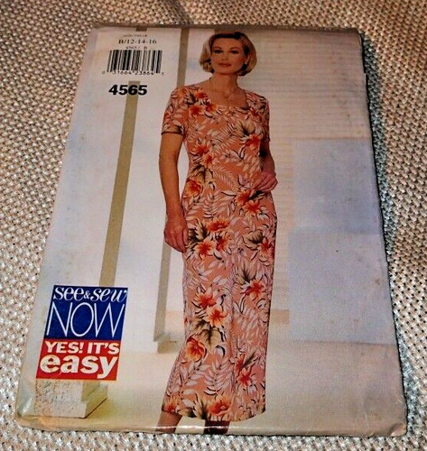 BUTTERICK / SEE & SEW PATTERN 4565 ~ MISSES DRESS ~ SIZES 12 - 14 - 16 ...