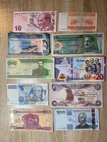 Assorted Lot of 10 Mixed Banknotes Excellent Variety Unique World ...