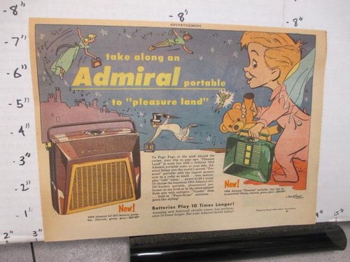 newspaper ad 1953 ADMIRAL portable radio Disney cartoon Peter Pan ...