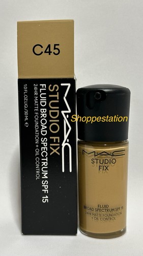 MAC Studio Fix Fluid SPF15 Matte Foundation Oil Control Shade C45 1oz ...
