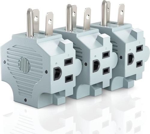 3-Outlet Adapter Plug 3-Prong Splitter Portable Wall Outlet Gray Color ...