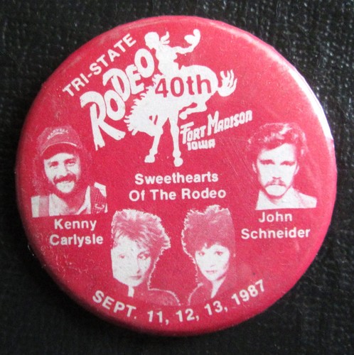 1987 FT. FORT MADISON, IA. pinback TRI STATE RODEO - BO DUKE of Dukes ...