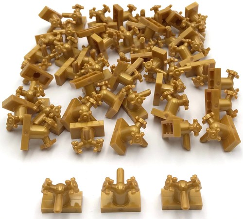 Lego New 50 Pearl Gold Tap 1 x 2 with Dual Handles Small Sink Faucet ...