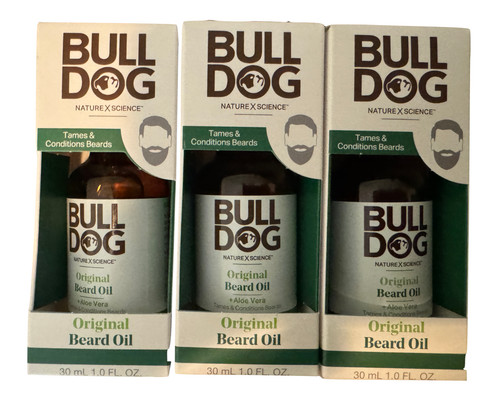 LOT OF 3 Bulldog Original Beard Oil Tames & Conditions Beards Aloe Vera ...