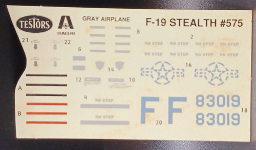Testors | No. 575 | 1:72 F-19 Stealth Fighter Decals | eBay