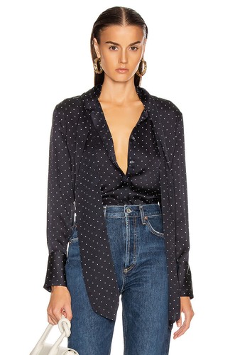 NWT Equipment Luis Polka Dot Tie Neck Shirt Blouse, Eclipse/ White Size XS $295 | eBay