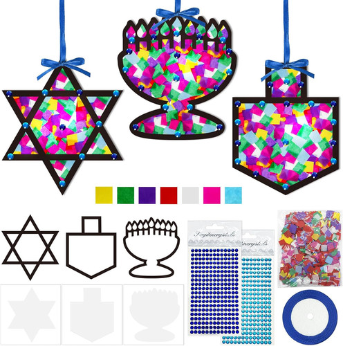 30 Set Hanukkah DIY Craft Kits，Hanukkah Tissue Paper Sign Craft Kit ...