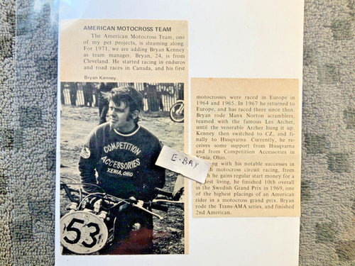 1971 Article. Bryan Kenney. American Motocross Team. Les Archer | eBay