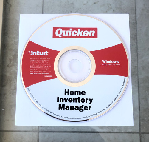 Intuit Quicken Home Inventory Manager for Windows '00/'03/XP/Vista | eBay