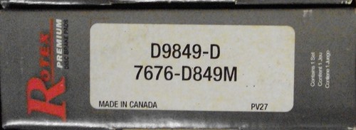 Front Disc Brake Pad Set, Semi-Metallic - Rotex D9849D | eBay