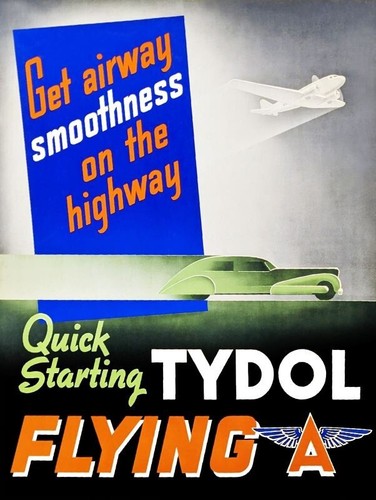 Tydol Flying A Quick Starting Gasoline NEW Metal Sign:12x16 Ships Free ...