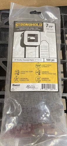 LOT OF 10 Panduit S7-50-C0 StrongHold Cable Tie 7.4L (188mm) .19W ...