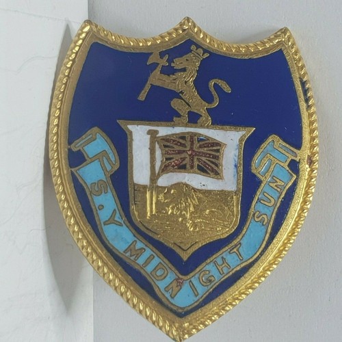 Steam yacht SY Midnight sun (1908) enamel shield badge Edwardian Blue ...