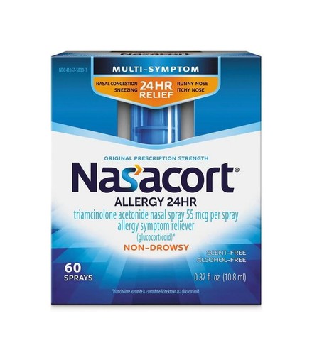 Nasacort 24HR Allergy Nasal Spray Non-drowsy & Alcohol Free, 60 Sprays ...
