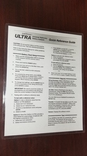 Midtronics Celltron Ultra Quick Reference Guide | eBay