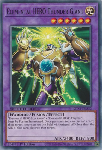 Yugioh! Elemental HERO Thunder Giant - SGX1-ENA22 - Common - 1st ...