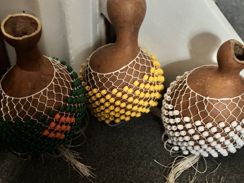Natural African Gourd Hand Shekere Beaded Musical Instrument (Medium ...