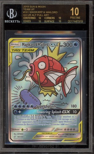 Pokemon Magikarp & Wailord GX Team Up Full Alt Art #161 BGS 10 BLACK ...