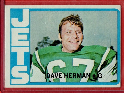 1972 Topps # 182 Dave Herman -- Jets -- Box 724-159B | eBay