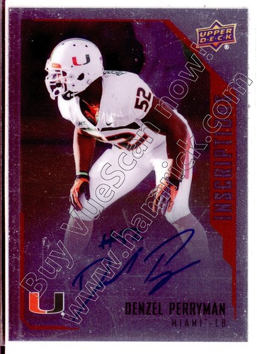 denzel perryman rc rookie draft auto autograph miami hurricanes canes ...