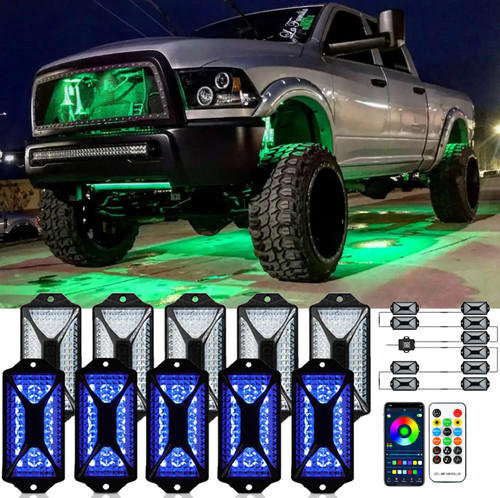 10 Pods LED RGB Underglow Rock Lights APP Remote For Dodge RAM 1500 ...