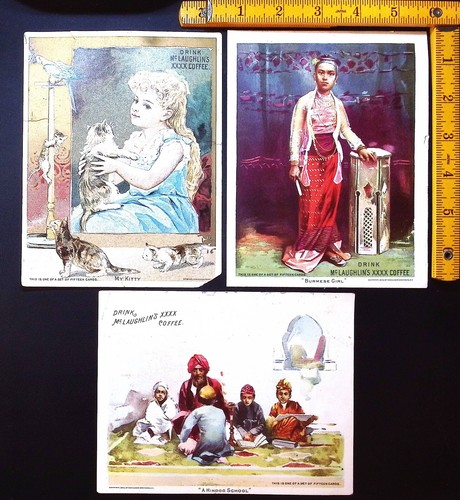 McLaughlin's XXXX Coffee-Victorian Trade Cards-Lot of 3-Part of 15 card ...