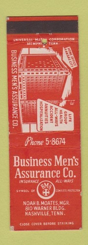 Matchbook Cover - Business Men's Insurance Nashville TN | eBay
