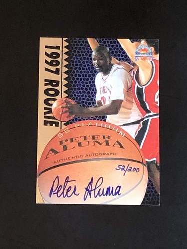 1997-98 Score Board Platinum Autographed Basketball Rookie Peter Aluma ...
