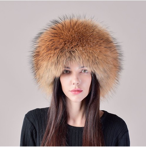 Genuine Women Fluffy Real Farm Fox Fur with 2 Pom-poms Caps Hat Bomber ...