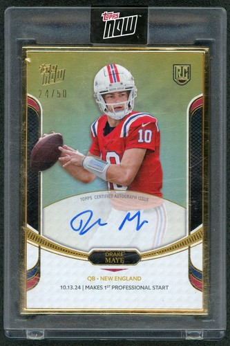 2024 Topps NOW Drake Maye RC 1st Start Autograph Gold /50 Sealed Auto ...