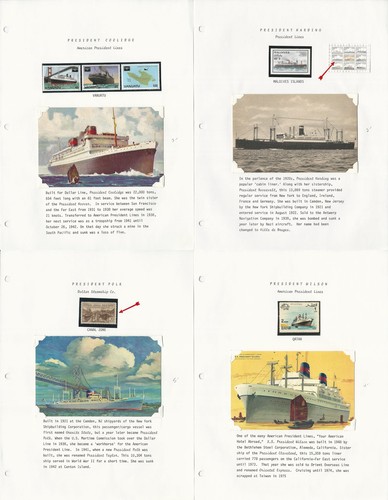 Ship Stamp & Postcard Lot, President Coolidge, Harding, Polk, Wilson ...