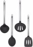 Bergner Set 4 Red & Black Nylon Kitchen Utensils Ladle Spoon Slotted ...