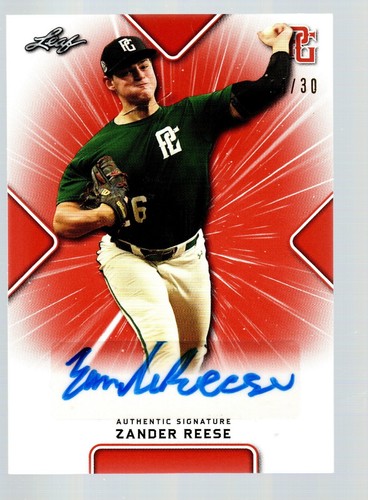 2021 Leaf Perfect Game Showcase Autographs Orange #BAZR1 Zander Reese ...