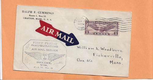 US # C16 FIRST FLIGHT CAM 9 BELOIT WIS SEP 1,1930 | eBay