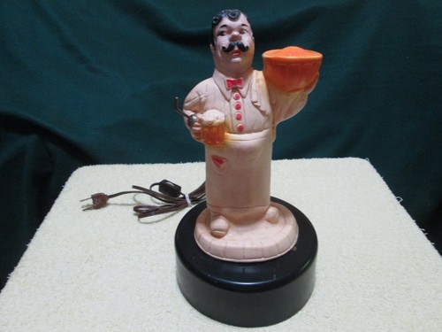 Vintage Italian Chef Waiter Bartender Figure Lamp With Beer & Spaghetti ...