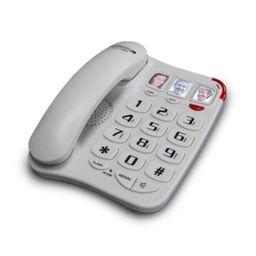 Future Call Amplified 3 Picture Phone with 2-Way Speakerphone (White ...