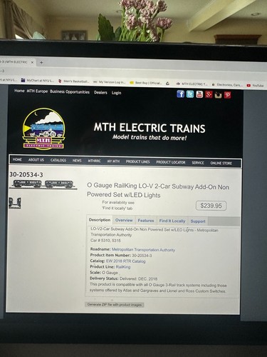 mth lo-v subway non-powered set w/led lights | eBay