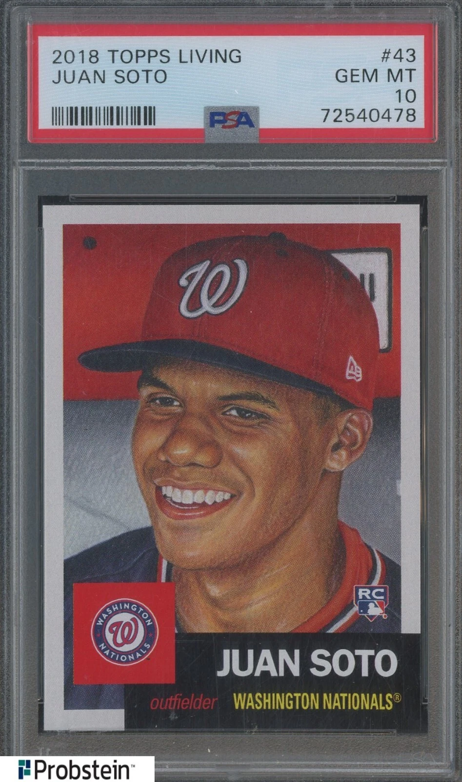 Juan Soto 2018 Topps Living #43 Base (Print Run: 28,572) PSA 10 Price ...
