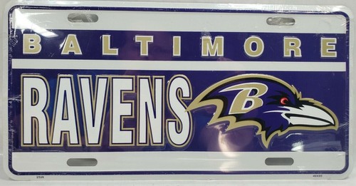 NEW Baltimore Ravens Stamped Metal License Plate NFL Embossed White ...