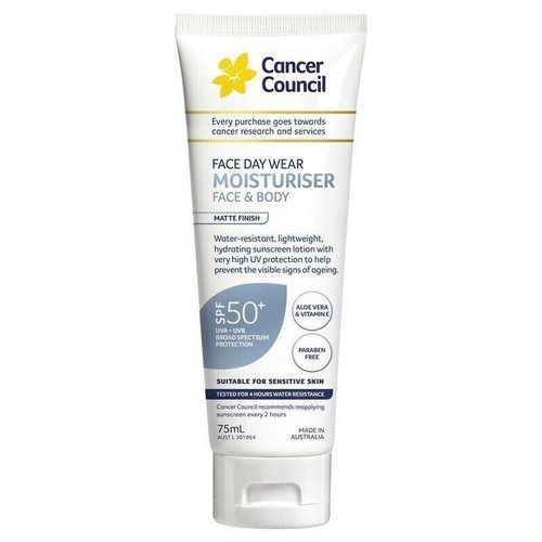Cancer Council Face Day Wear Moisturiser Matte Invisible SPF50 - 75mL ...