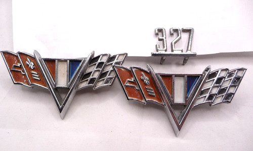 Chevy- Corvette, Impala Chevelle Nova Front Fender 327 V Crossed Flags ...