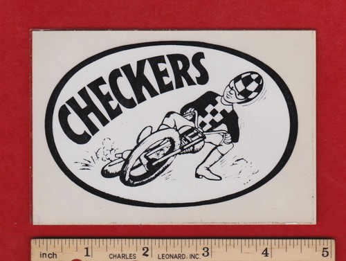 CHECKERS Off-Road Motorcycle Club STICKER Vintage Desert Race Husqvarna ...