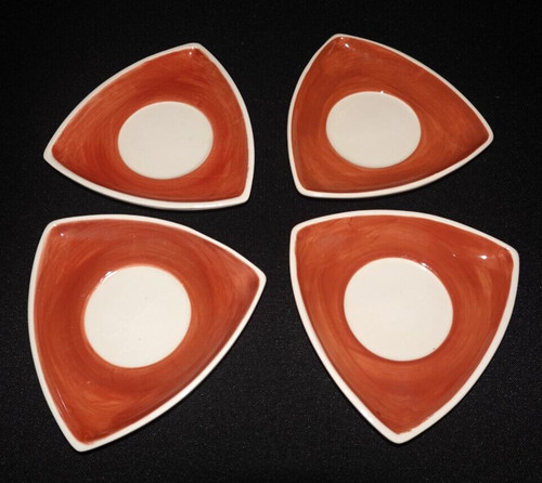 Pier 1 Tricorne Orange and Ivory Triangle Saucers Plates 2" ivory ...